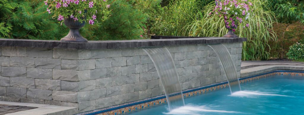 Cambridge Ledgestone Water Feature Wall for Pool - Astro Masonry, Long ...