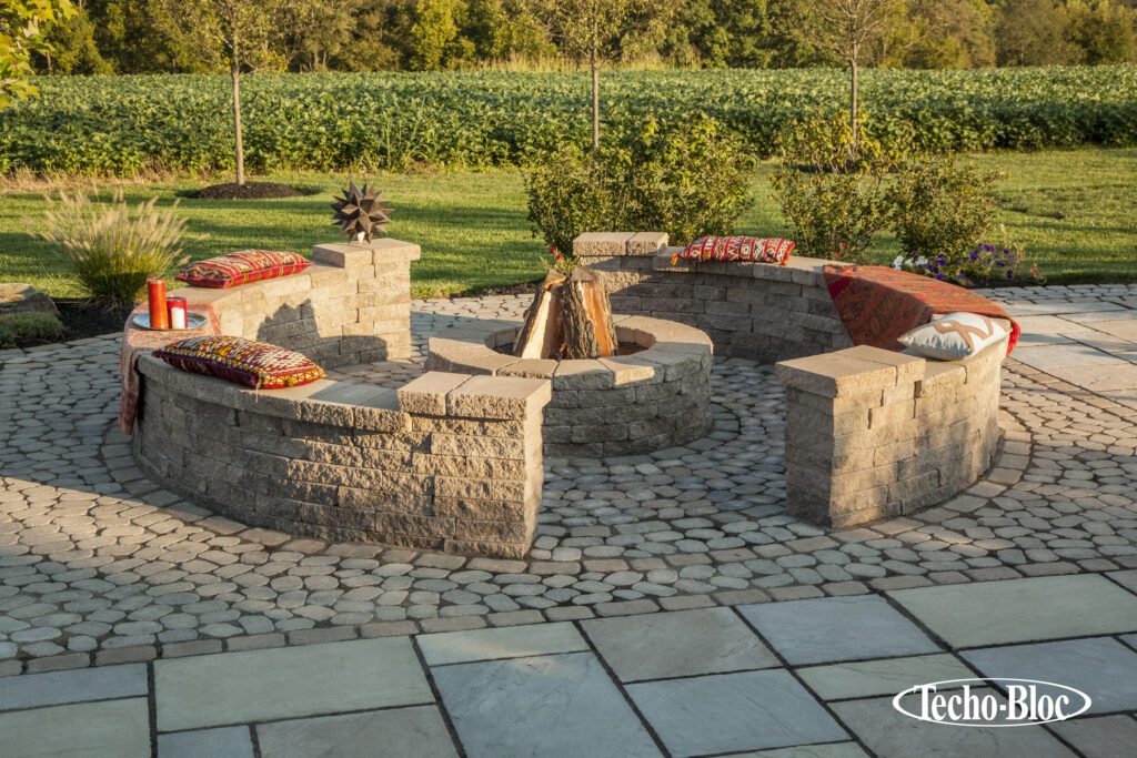 Techo-Bloc Fire Pit, Patio, Wall & Pillar - Astro Masonry, Long Island, NY