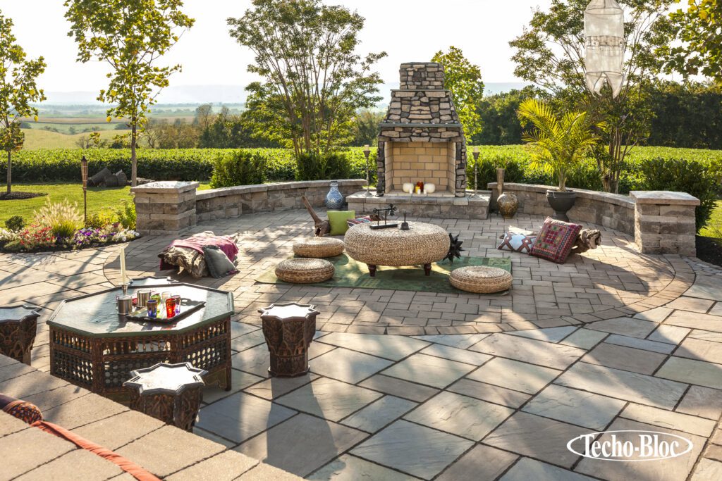Techo-Bloc Fireplace, Patio, Wall & Pillar - Astro Masonry, Long Island, NY