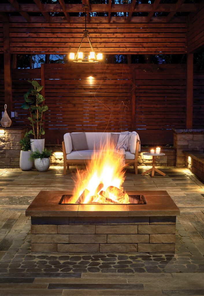 Techo-Bloc Brandon Fire Pit with Borealis & Antika Paver Patio - Astro ...