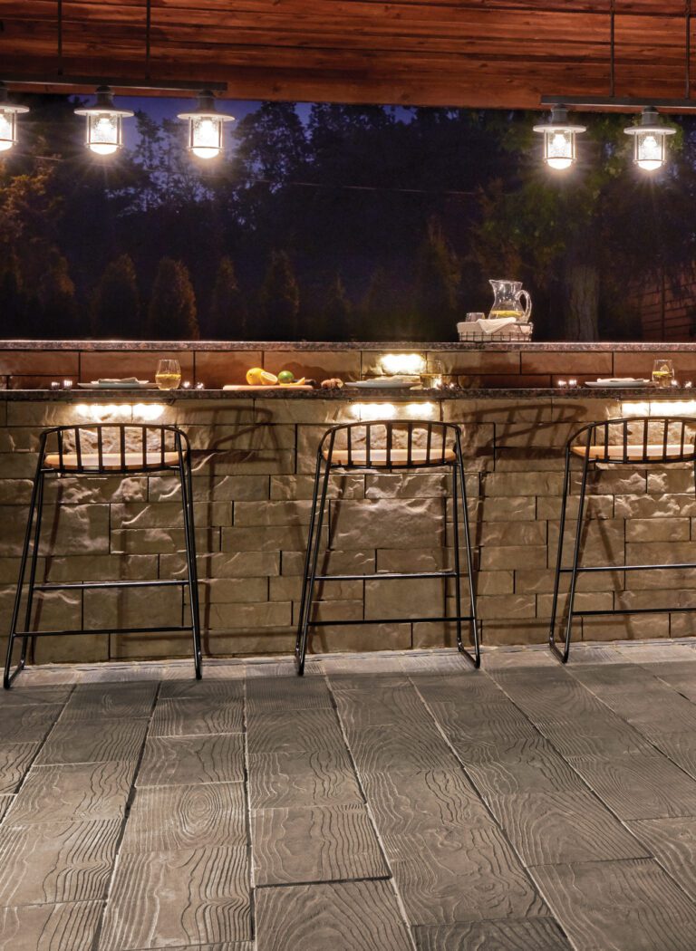 Techo-Bloc Brandon Wall Outdoor Bar with Borealis Paver Patio - Astro ...