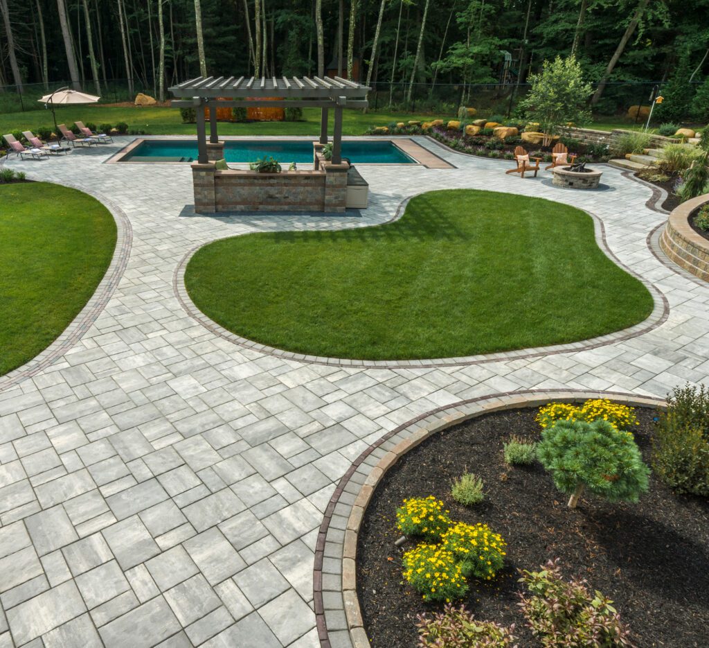 Unilock Beacon Hill Flagstone Pool Patio - Astro Masonry, Long Island, NY