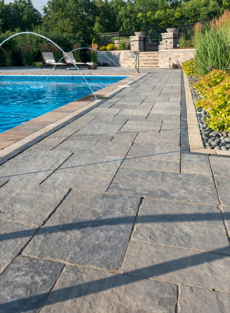 Unilock Bristol Valley Pool Patio with Brussels Fullnose Coping - Astro ...