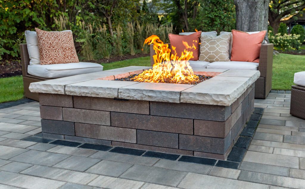 Unilock Lineo & Ledgestone Fire Pit - Astro Masonry, Long Island, NY