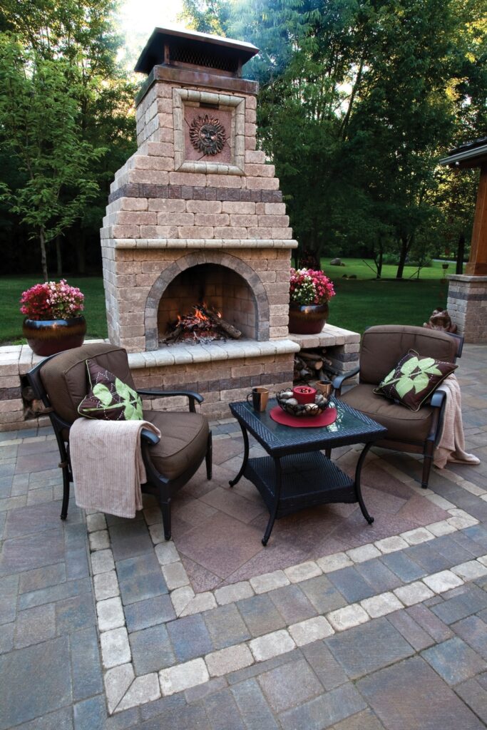 Unilock Fireplace, Patio - Astro Masonry, Long Island, NY
